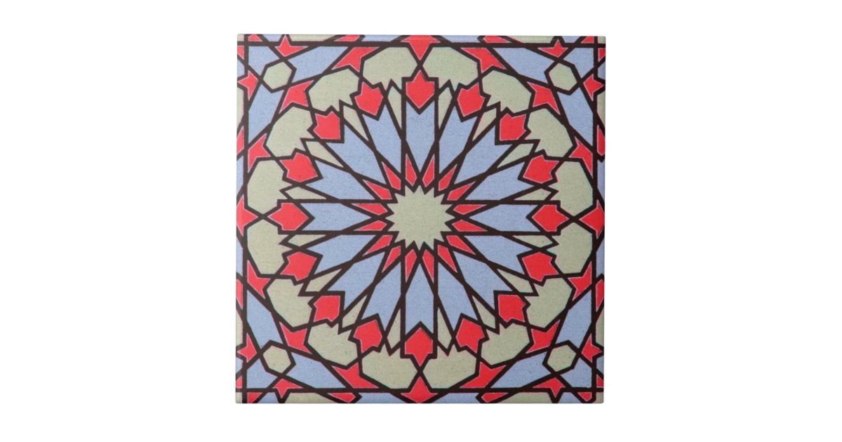 Arabic Middle Eastern Tile Geometric Red Blue | Zazzle