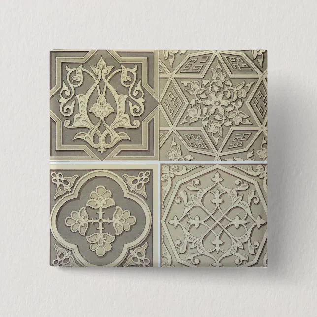 Arabic tile designs (colour litho) pinback button | Zazzle