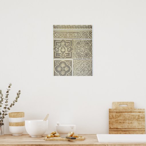 Arabic tile designs (colour litho) poster | Zazzle