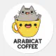 Arabicat Coffee Funny Arabica Cat Pun Classic Round Sticker | Zazzle
