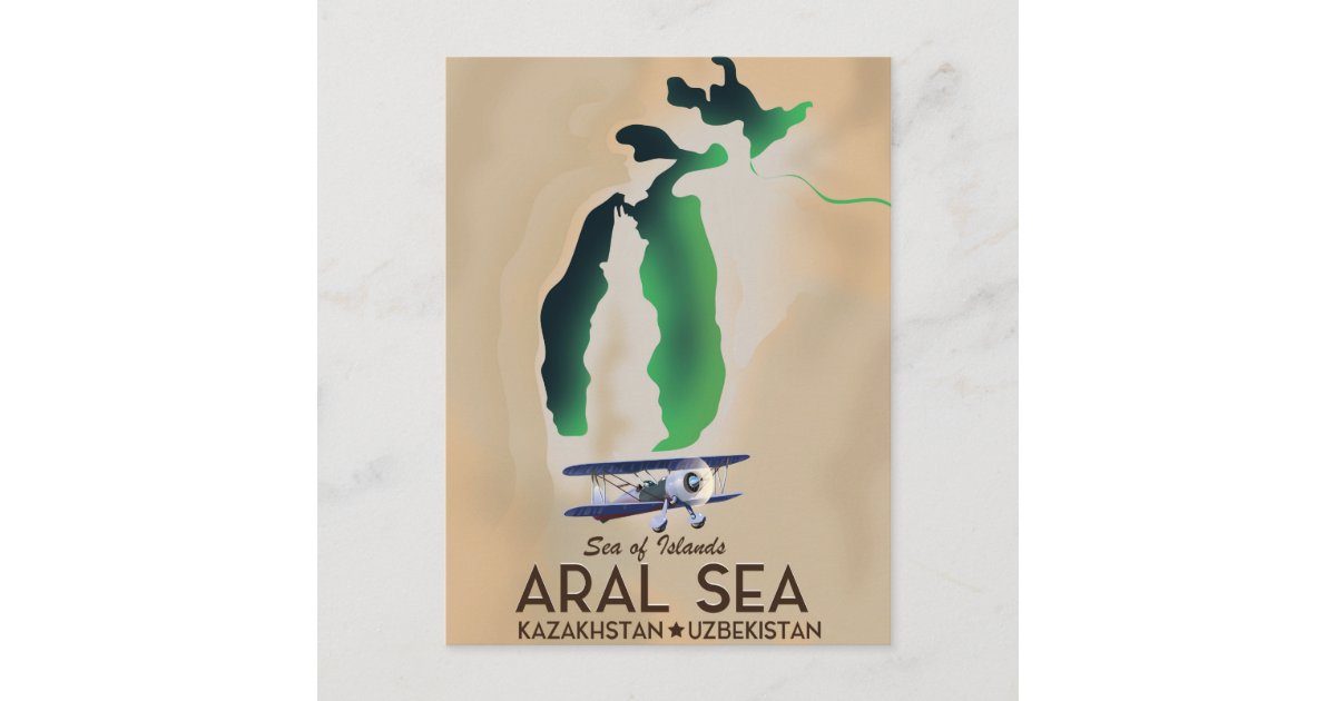 Aral Sea Travel poster map Postcard | Zazzle