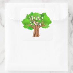 Arbor Day Tree Holiday Square Sticker | Zazzle