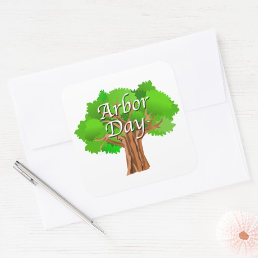 Arbor Day Tree Holiday Square Sticker | Zazzle