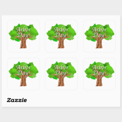 Arbor Day Tree Holiday Square Sticker | Zazzle
