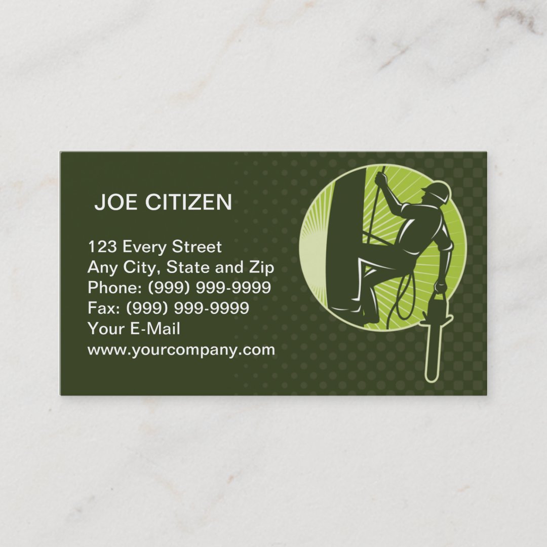 arborist tree surgeon agriculturist chainsaw business card | Zazzle