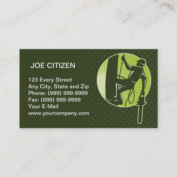 arborist tree surgeon agriculturist chainsaw business card | Zazzle