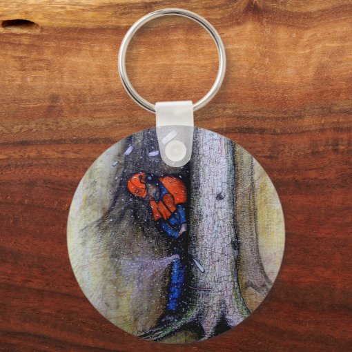 Arborist tree surgeon husqvarna keychain | Zazzle