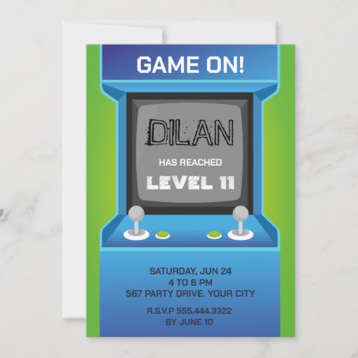 Arcade birthday, gamer birthday invitation | Zazzle