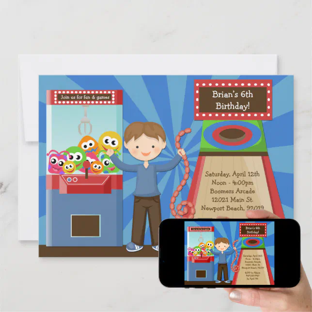 Arcade Birthday Party Invitation | Zazzle