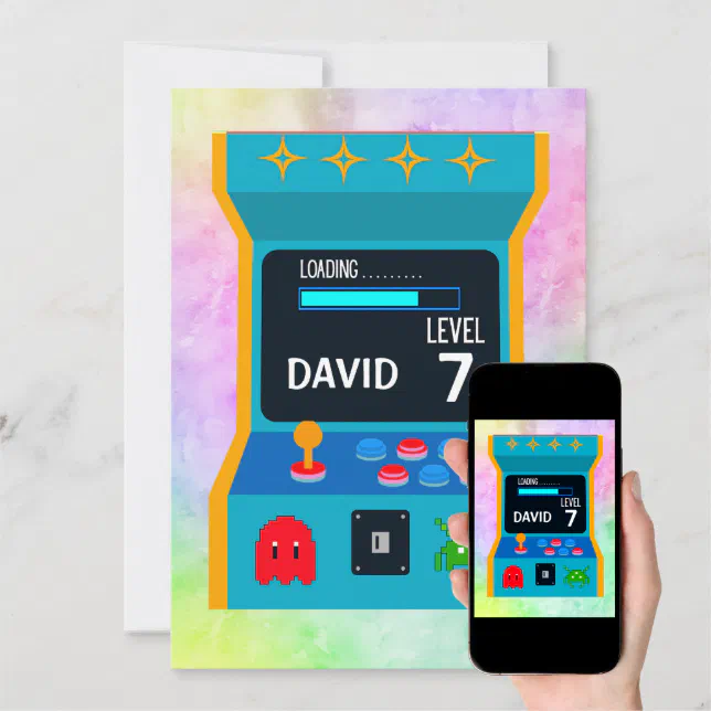 Arcade Game Birthday Boy Party Level Up Invitation | Zazzle