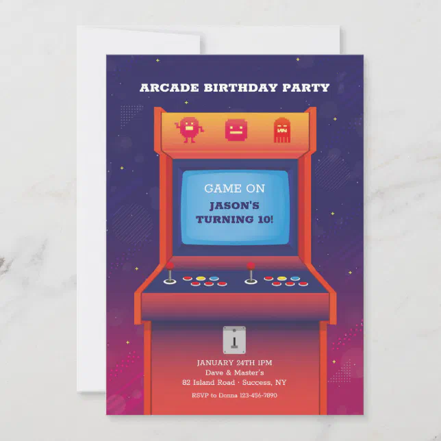 Arcade Game Invitation | Zazzle