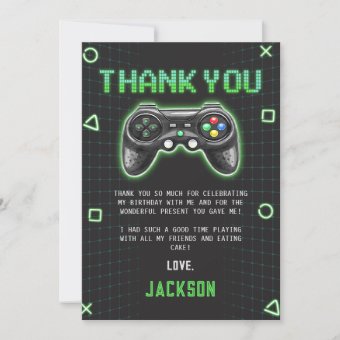 Arcade Game Kids Birthday Thank You Card | Zazzle