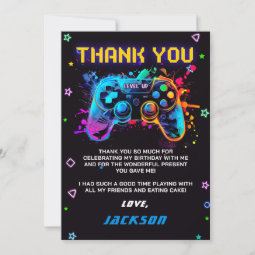 Arcade Video Game Level Up Birthday Thank You Card | Zazzle