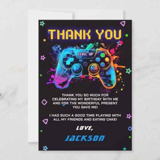 Arcade Video Game Level Up Birthday Thank You Card | Zazzle