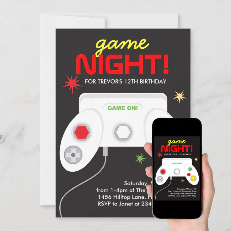 Arcade Video Games Birthday Party Invitation | Zazzle