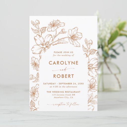 Arch Botanical Floral Wedding Invitation | Zazzle