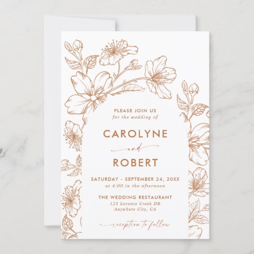 Arch Botanical Floral Wedding Invitation | Zazzle