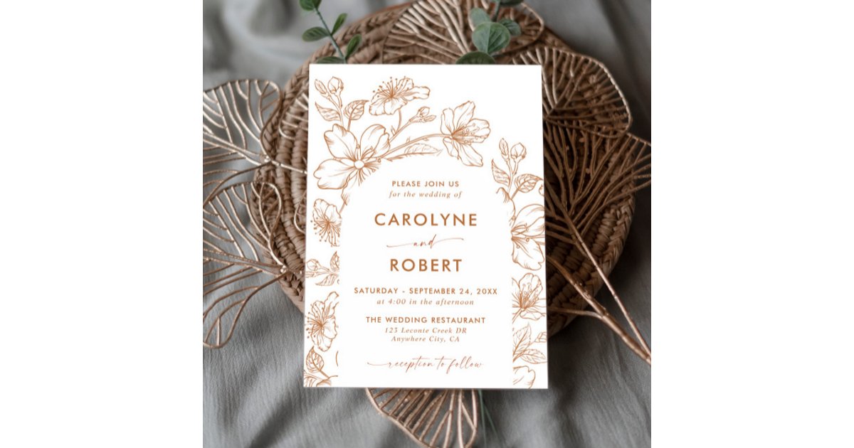 Arch Botanical Floral Wedding Invitation | Zazzle
