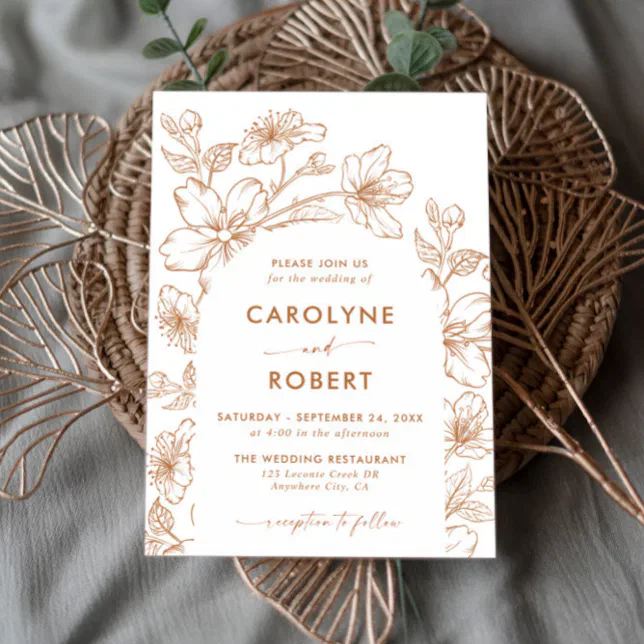 Arch Botanical Floral Wedding Invitation | Zazzle