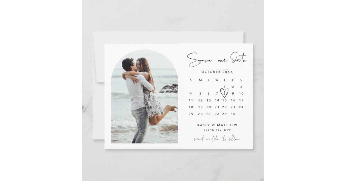 Arch calendar photo Save the Date Invitation | Zazzle