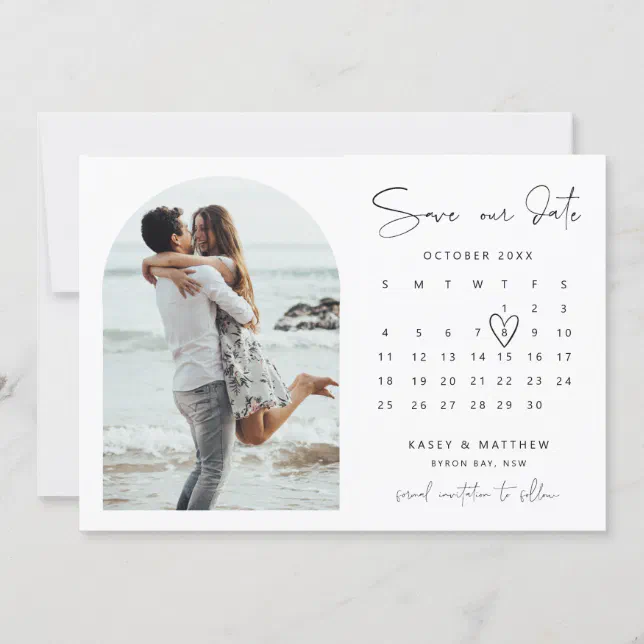 Arch calendar photo Save the Date Invitation | Zazzle