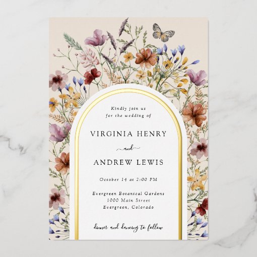 Arch Floral Wedding Invitation Foil Invitation | Zazzle