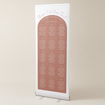 Arch Frame Calligraphy Script Seating Chart Retractable Banner | Zazzle