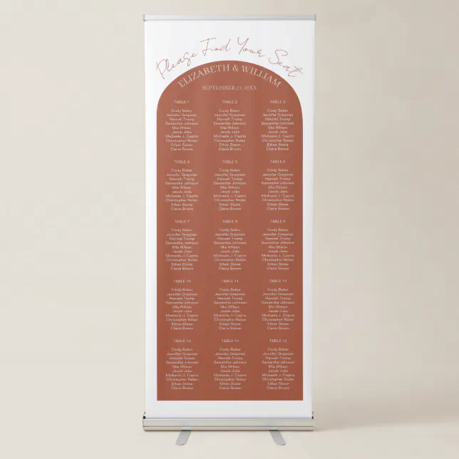 Arch Frame Calligraphy Script Seating Chart Retractable Banner | Zazzle