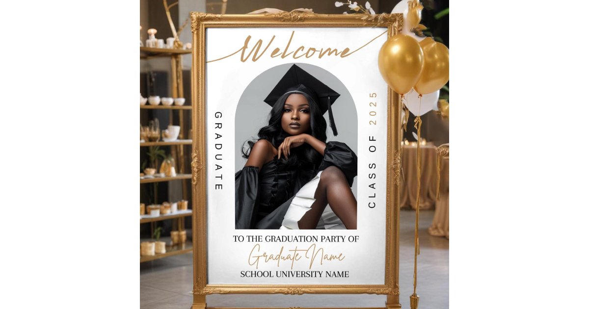 Arch Graduation Photo Welcome Sign Template Decor | Zazzle