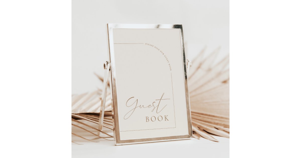 Arch Minimal Calligraphy Guest Book Wedding Sign Invitation | Zazzle