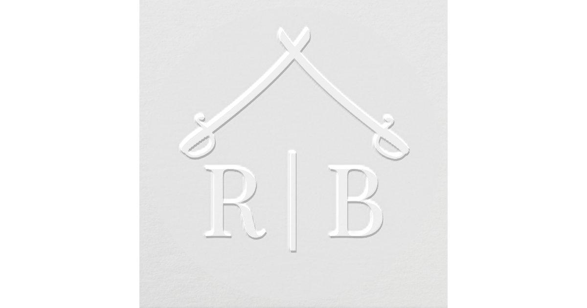 Arch of Sabers Military Wedding 2 Initial Monogram Embosser | Zazzle