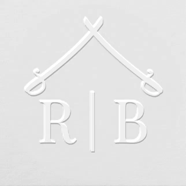 Arch of Sabers Military Wedding 2 Initial Monogram Embosser | Zazzle