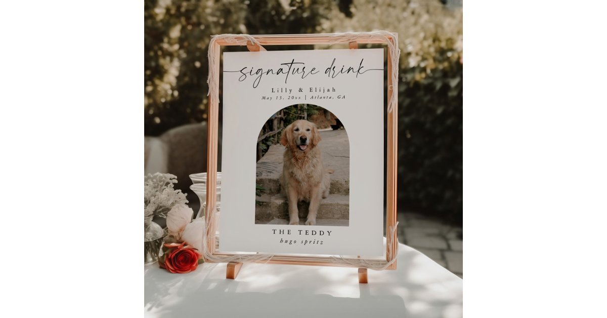 Arch Pet Photo Signature Drink Wedding Bar Sign | Zazzle