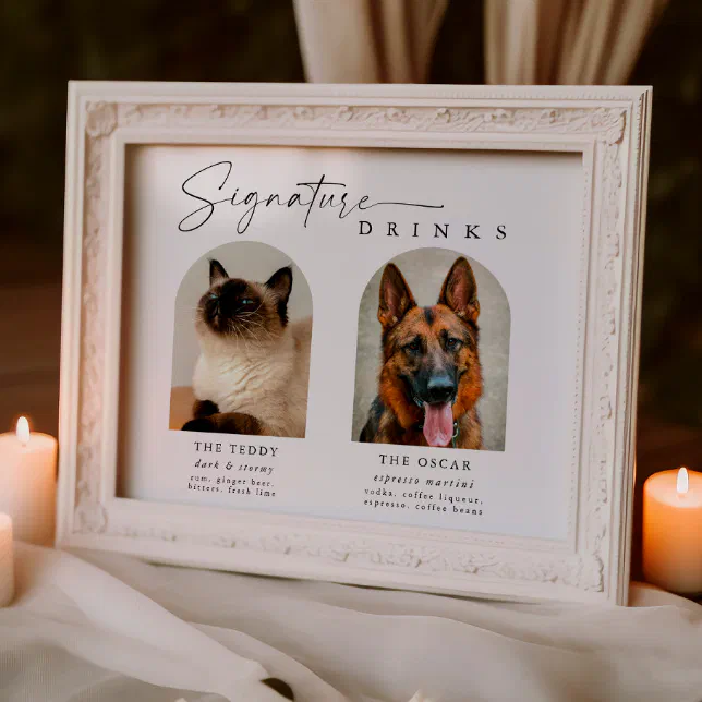 Arch Pet Photo Signature Drinks Wedding Bar Sign | Zazzle