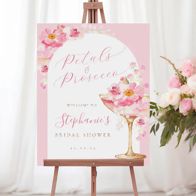 Arch Petals and Prosecco Floral Bridal Shower Foam Board | Zazzle