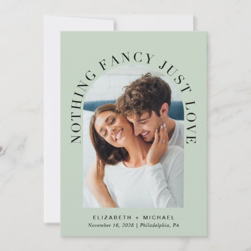Arch Photo QR Code Nothing Fancy Just Love Wedding Invitation | Zazzle