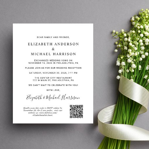 Arch Photo QR Code Wedding Reception Invitation | Zazzle