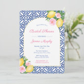 Arch Positano Lemons Blue Tiles Wedding Shower Invitation | Zazzle