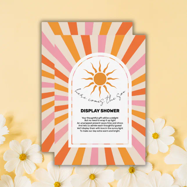 Arch Retro Here Comes The Son Baby Shower Enclosure Card | Zazzle