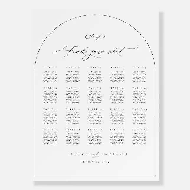 Arch Seating Chart Wedding Minimal Table Sign | Zazzle