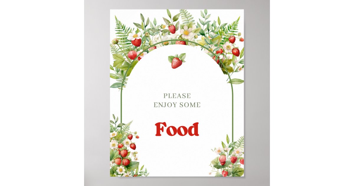 Arch Watercolor Berry Sweet Wild Strawberry food Poster | Zazzle