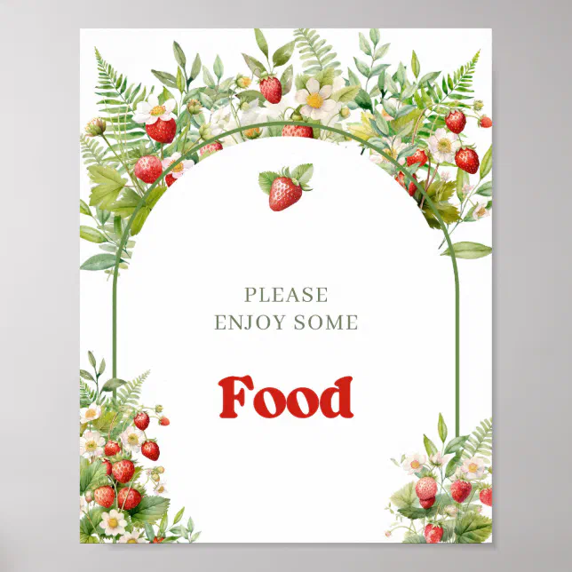 Arch Watercolor Berry Sweet Wild Strawberry food Poster | Zazzle