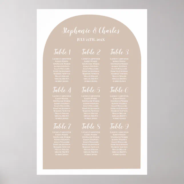 Arch Wedding Seating Chart | Zazzle