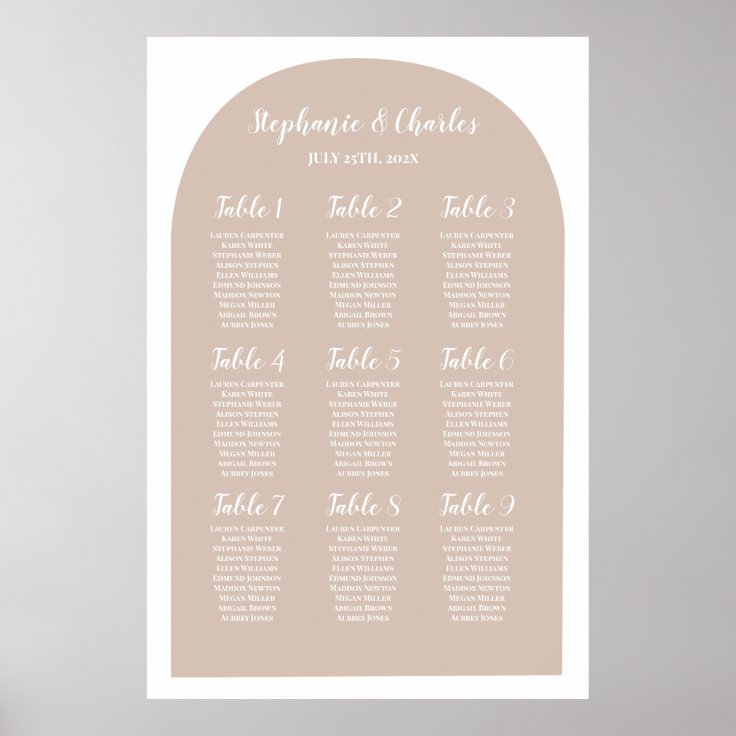 Arch Wedding Seating Chart | Zazzle