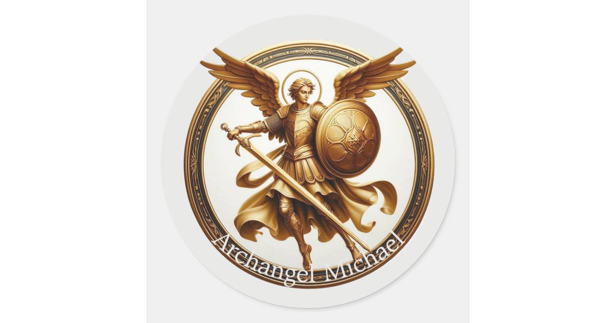Archangel Michael Classic Round Sticker | Zazzle