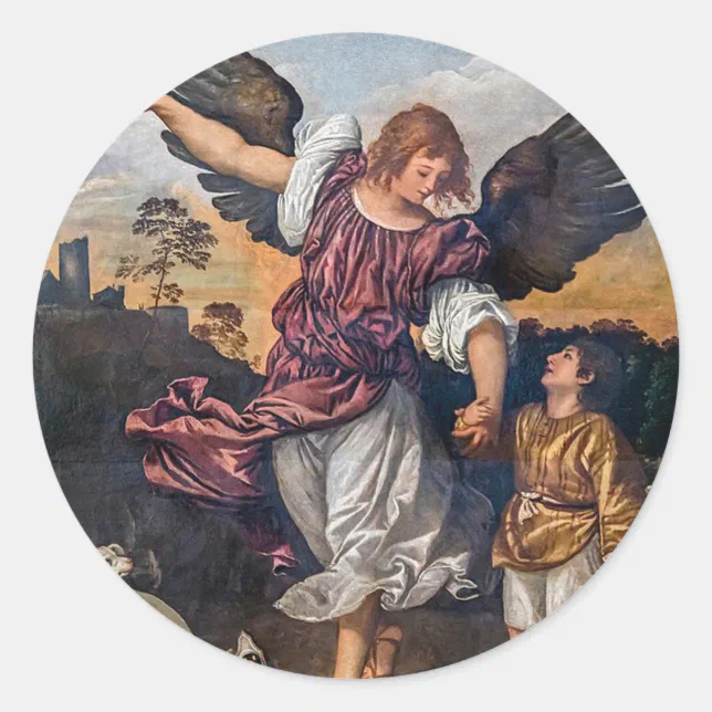 Archangel Raphael Drawing - St Raphael Classic Round Sticker | Zazzle