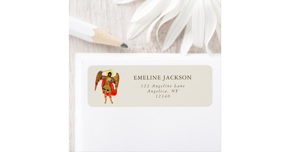 Archangel St Michael Fine Art Guardian Angel Label | Zazzle