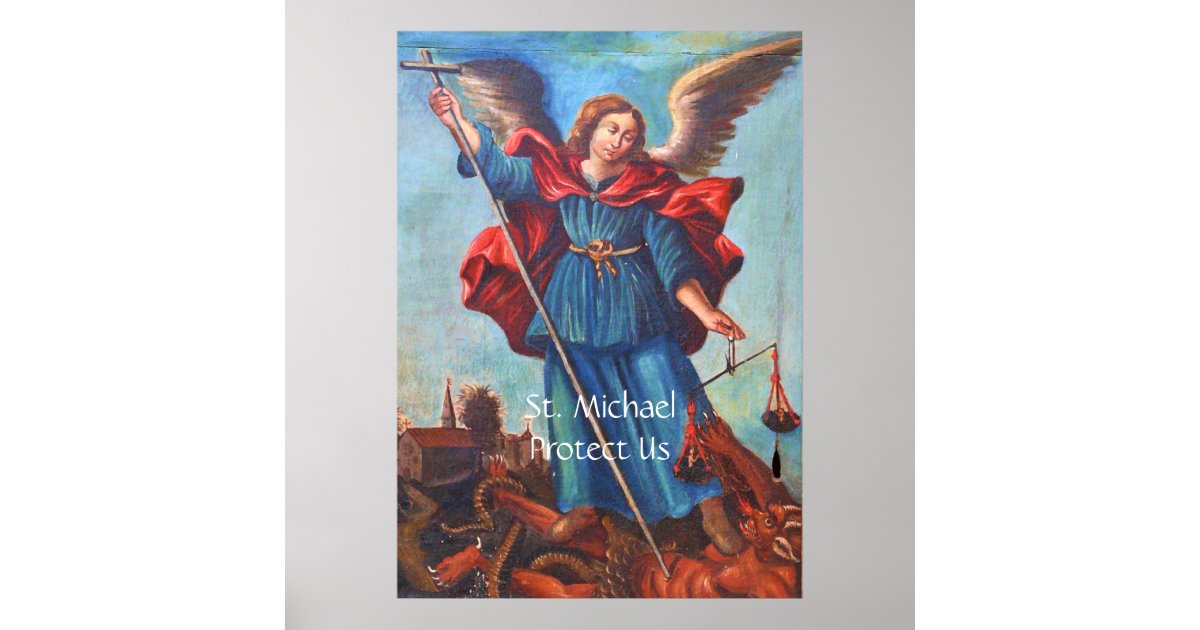 Archangel St. Michael Protect Us Poster | Zazzle