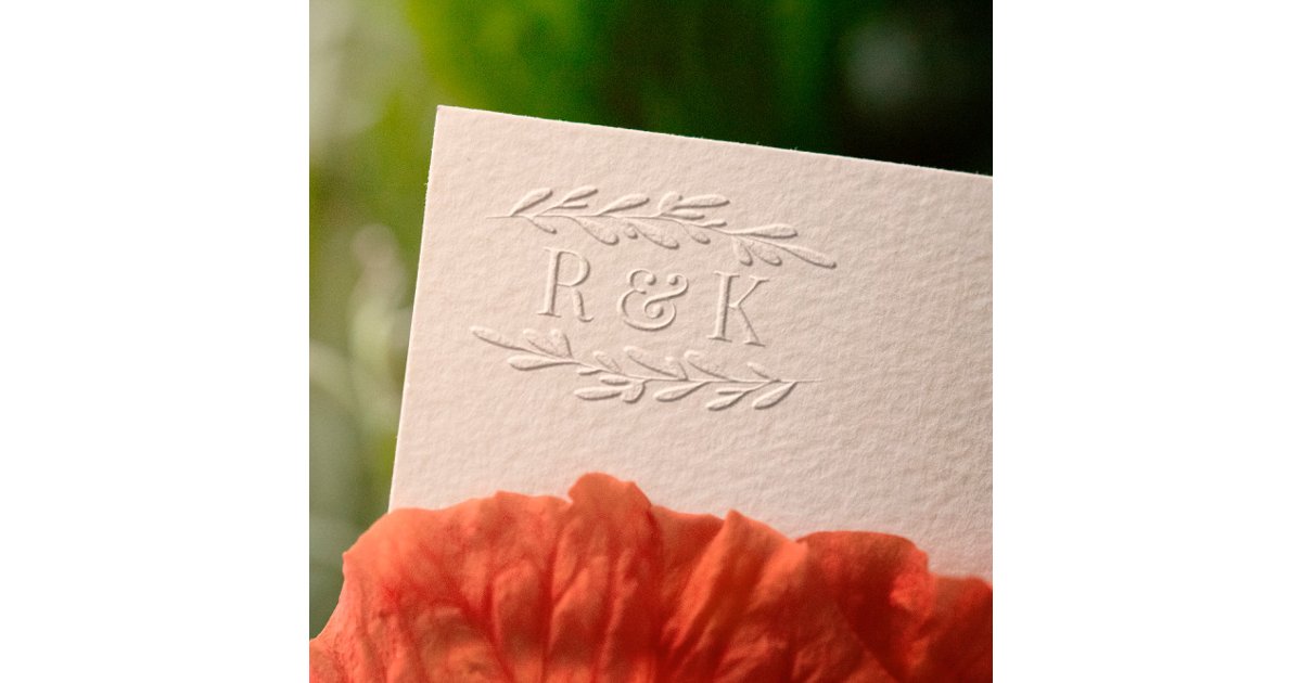 Arched Greenery Romantic Wedding Initials Embosser | Zazzle