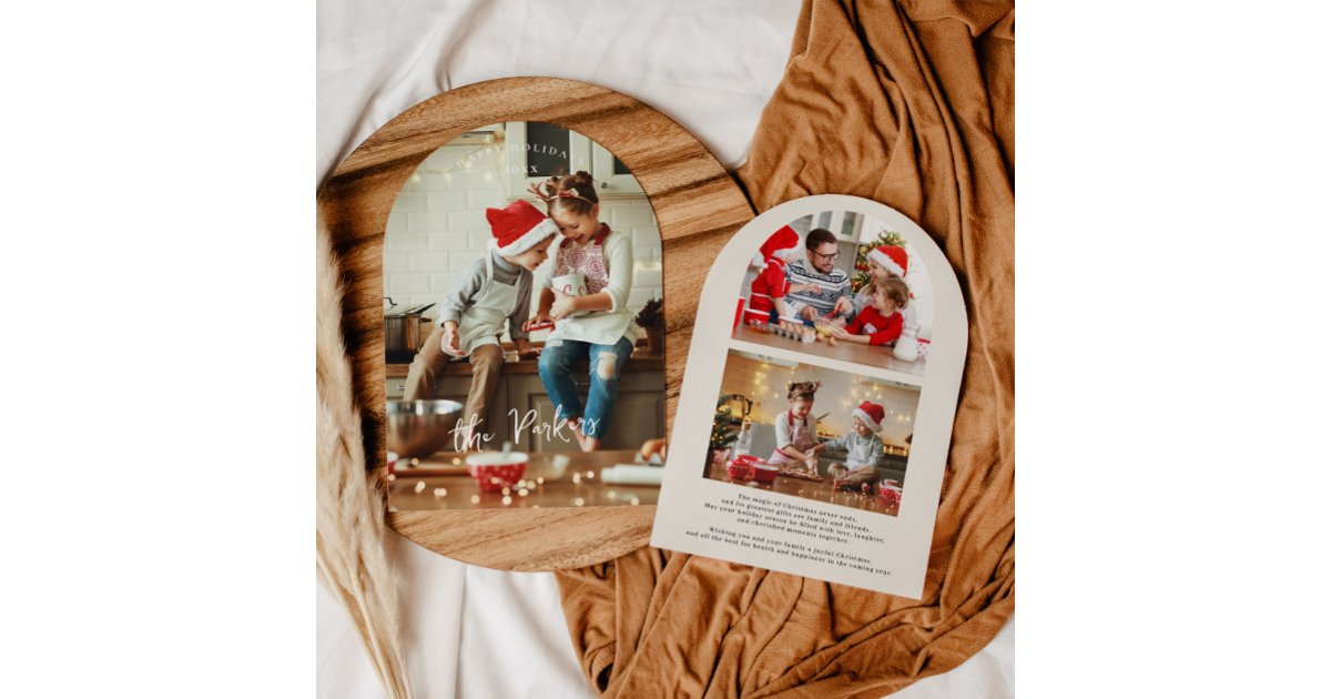 Arched Photo Collage Christmas Card | Zazzle